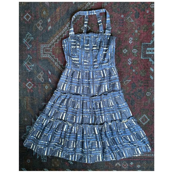 Milly | Dresses | Milly Of New York Halter Dress Navy Blue White ...